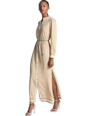 Michael Kors Logo Print Satin Maxi Dress - Natural