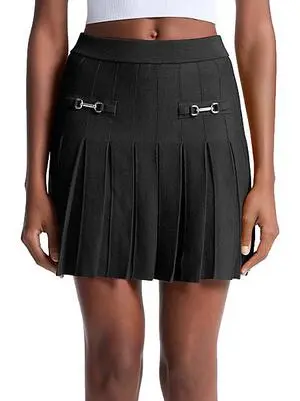 Michael Kors Pleated Cotton Blend Mini Skirt - Black