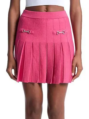 Michael Kors Pleated Cotton Blend Mini Skirt - Pink