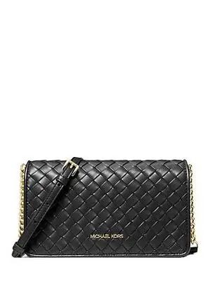 Michael Kors Jet Set Medium Woven Crossbody Bag - Black