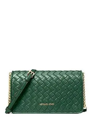 Michael Kors Jet Set Medium Woven Crossbody Bag - Green