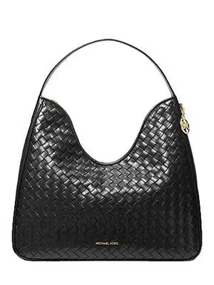 Michael Kors Nayla Medium Woven Shoulder Bag - Black