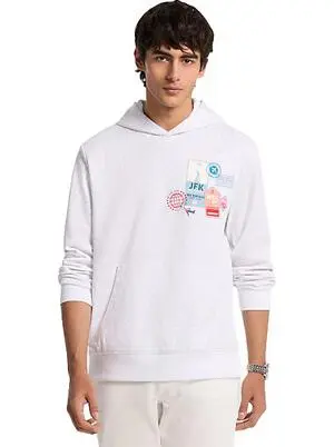 Michael Kors Embellished Signature Logo Cotton Blend Hoodie - White