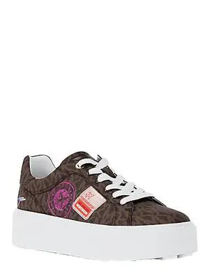 Michael Kors Romey Embellished Logo Platform Sneakers - Brown