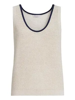 Brunello Cucinelli Knitted Sleeveless Top - Beige
