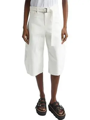Sacai Belted Barrel Leg Jeans - Off White