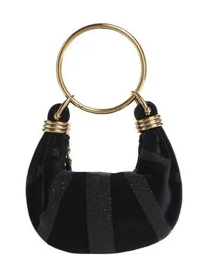 Chloé Mini Velvet Embellished Bracelet Top Handle Bag - Black