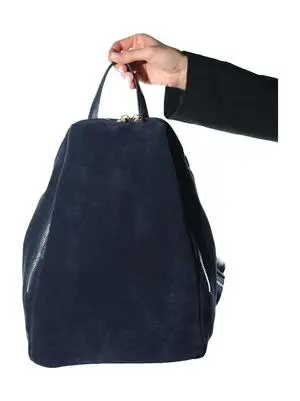 FOREVER & ALWAYS SHOES Josh Leather Backpack - Navy Suede