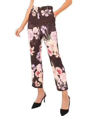 Ted Baker London Slim Floral Ankle Pants - Coral Pink