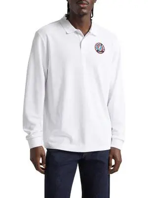 MALBON Grateful Dead Stealie Long Sleeve Polo - White