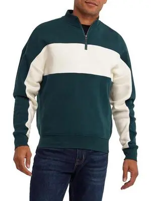 THREADS 4 THOUGHT Colorblock Half-zip Fleece Sweatshirt - Serrano/ecru