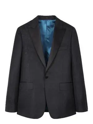 Paul Smith The Soho Tailored-fit Floral Jacquard Wool-linen Evening Blazer - Black