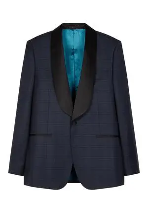 Paul Smith Dark Navy Check Superfine Merino Wool Evening Blazer - Blue