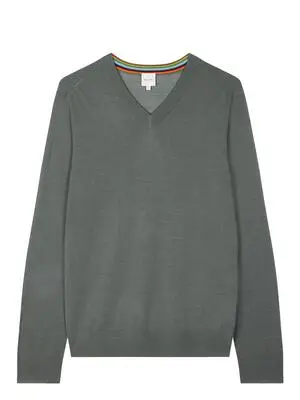 Paul Smith Merino Wool V-neck Sweater - Green