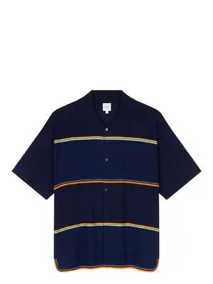 Paul Smith Navy 'signature Stripe' Knitted Shirt - Blue