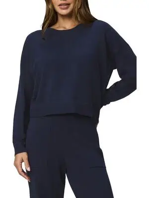 Splendid Phoebe Crewneck Cotton Blend Sweater - Navy Blue