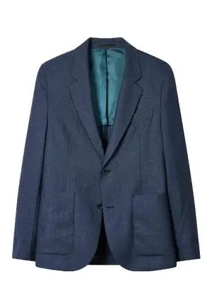 Paul Smith Navy Wool-blend Micro-check Blazer - Blue