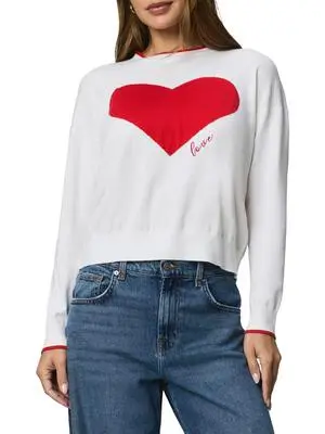 Splendid Intarsia-knit Cotton-blend Sweater - White/rouge