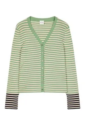 Paul Smith Organic Cotton Stripe Cardigan - Green