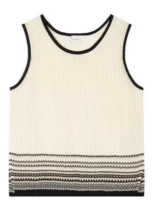 Paul Smith Knitted Stripe Trim Vest - White