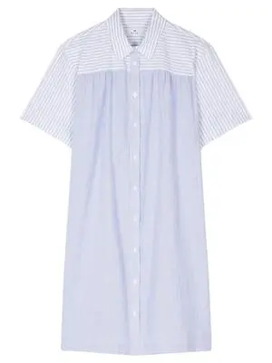 Paul Smith Pinstripe Seersucker Shirt Dress - Blue
