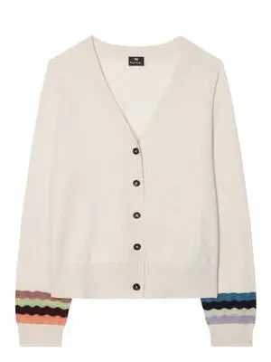 Paul Smith Zig Zag Sleeve Cardigan - White
