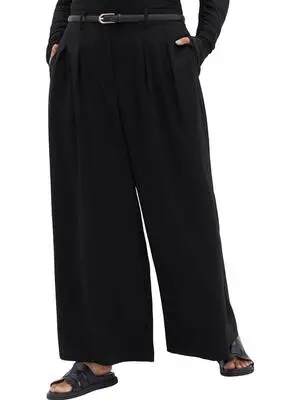 City Chic Abbie Wide Leg Trousers - Black