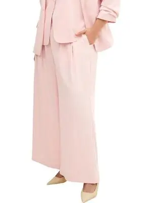 City Chic Wide Leg Pleated Front Pants - Heavenly Pink