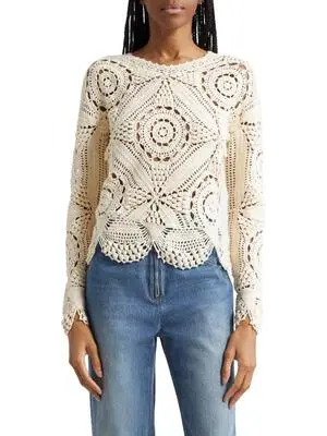 Ulla Johnson Eugnie Cotton Crochet Top - Cowrie