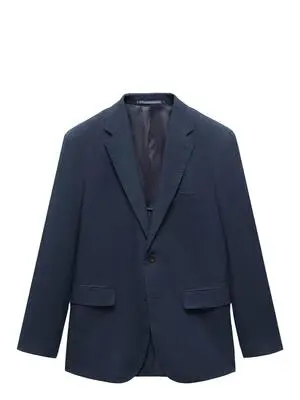 Mango Slim Fit Linen Sport Coat - Dark Navy