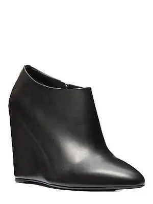 Michael Kors Kasia Leather Wedge Ankle Boots - Black