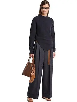 Michael Kors Ribbed Cashmere Bias Hem Sweater - Blue