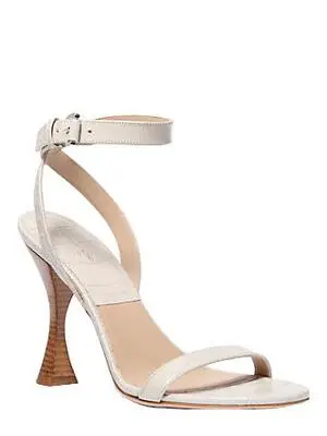Michael Kors Bianca Crocodile Embossed Leather Sandal - Natural