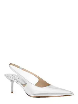 Michael Kors Emma Metallic Leather Slingback Pump - Silver