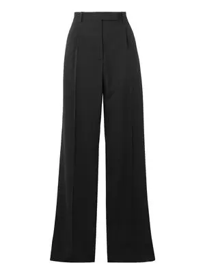 TOM FORD Pleated Grain De Poudre Wool Straight-leg Pants - Black