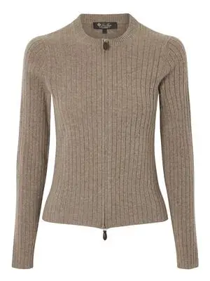 Loro Piana Ribbed Cashmere Cardigan - Brown