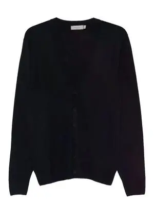 Canali Button V-neck Cardigan - Blue