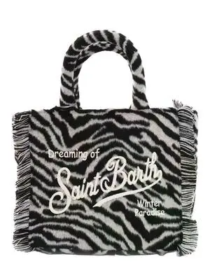 MC2 SAINT BARTH Zebra Felt Mini Tote Bag - Black