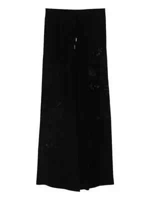 Ermanno Scervino Floral-embroidered Trousers - Black