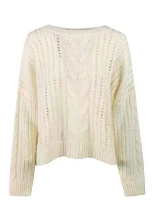 Max Mara Cable-knit Eyelet Sweater - White