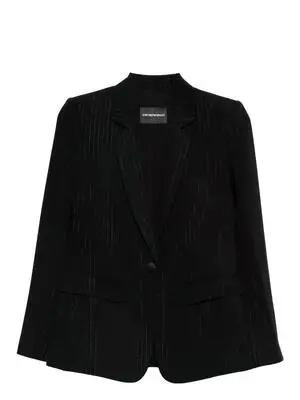 Emporio Armani Striped Single-breasted Jacket - Black