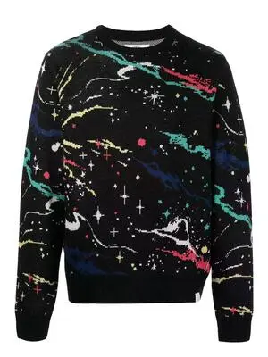 BILLIONAIRE BOYS CLUB Paint Splatter-print Crew Neck Jumper - Black