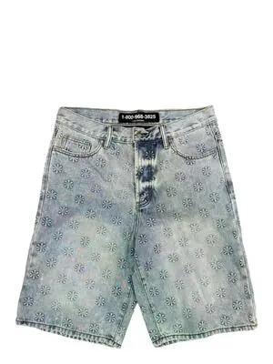 LOSTSHDWS Embossed Denim Shorts - Blue