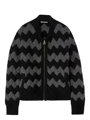 Palm Angels Zig-zag Knit Bomber Jacket - Black