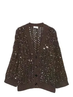 Peserico Sequin Embellished Knitwear - Brown