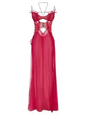 NENSI DOJAKA Ruffled Cutout Gown - Red