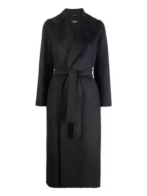 Max Mara Belted Virgin Wool Coat - Grey