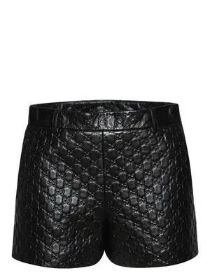 Gucci Gg Embossed Leather Shorts - Black