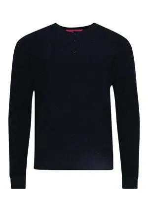 THE ELDER STATESMAN Waffle Thermal Henley - Navy
