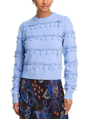 Farm Rio Pom Pom Trim Sweater - Blue